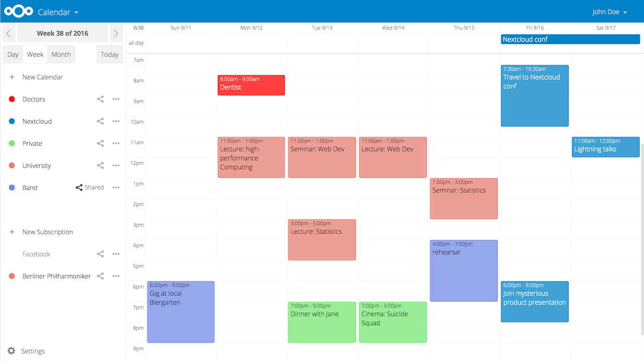 Nextcloud calendar